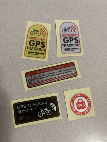 GPS Tracking Stickers (5) anti theft vehicle bike warning safety ...