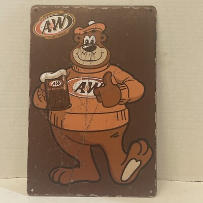 A&W ROOT BEER Bear Logo With Mug metal tin sign bar pub Since 1919 ...