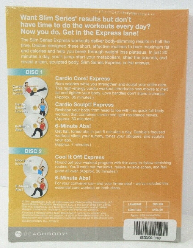Beachbody Slim In 6, Debbie Siebers SLIM SERIES EXPRESS 5 Workout 2-DVD ...