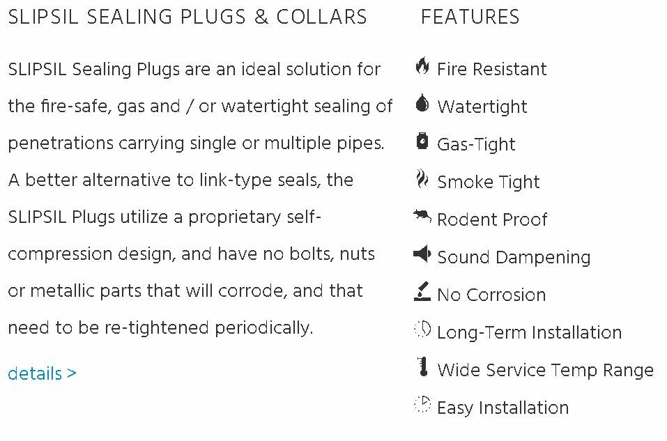 1 CSD Slipsil Fire Resistant Rubber Marine Bulkhead Plug Seal, 103/72 ...