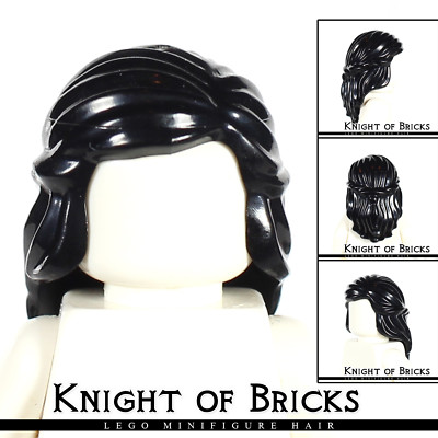 LEGO Minifigure Hair BLACK 59363 Female Girl Mid-Length Braid Sides ...