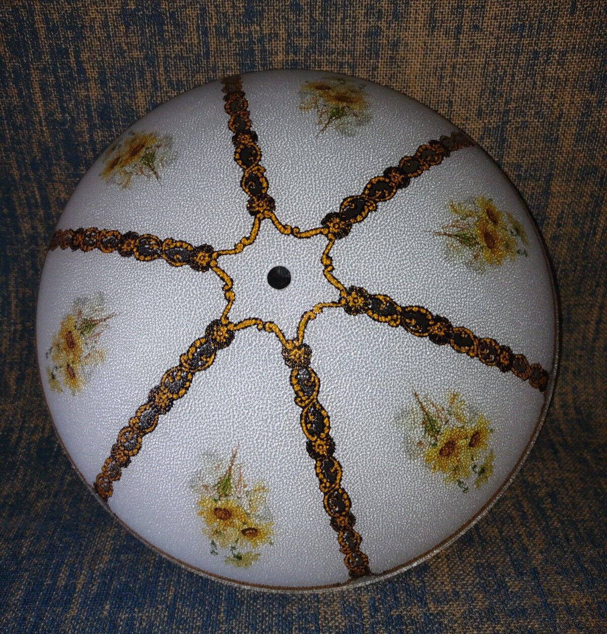 Vintage Frosted Textured Yellow Floral Daisy Light Fixture Ceiling ...