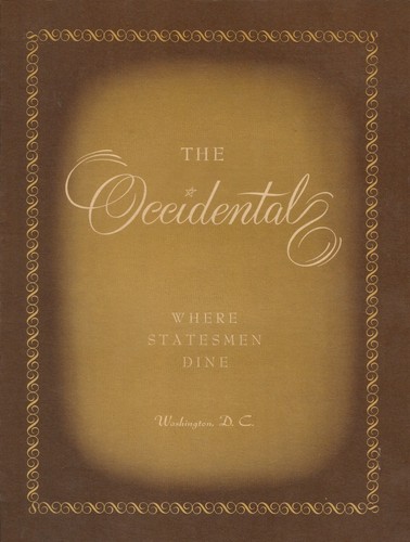 Vintage THE OCCIDENTAL Restaurant Menu, Washington DC 1965 | eBay