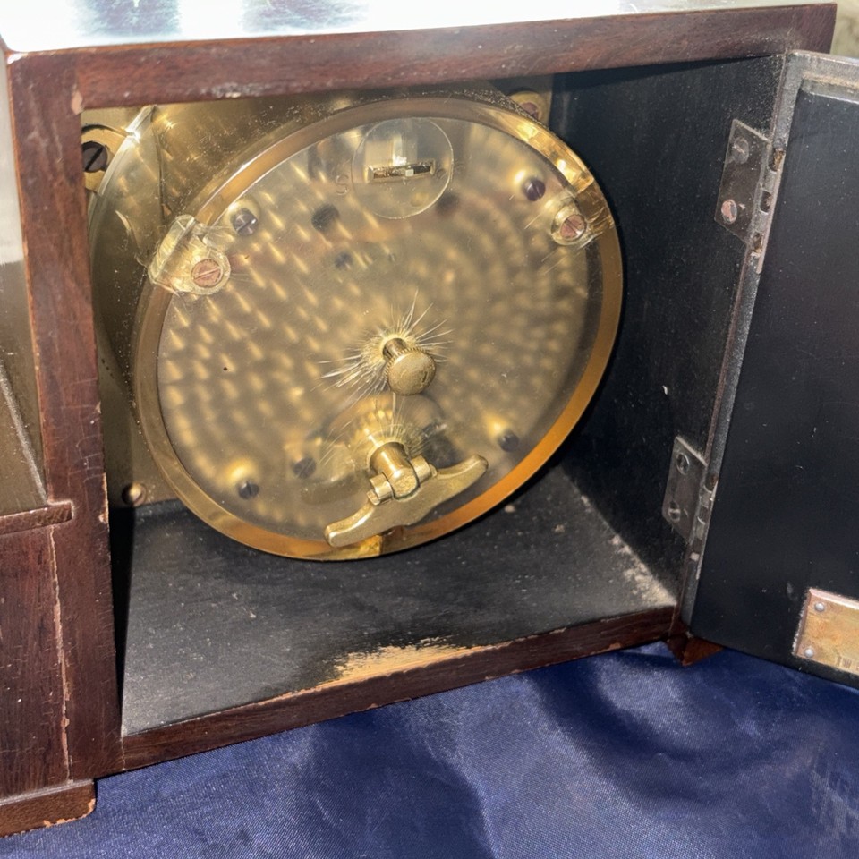 ROTHERHAM ART DECO MAHOGANY MANTLE CLOCK with brass foliate Face ...