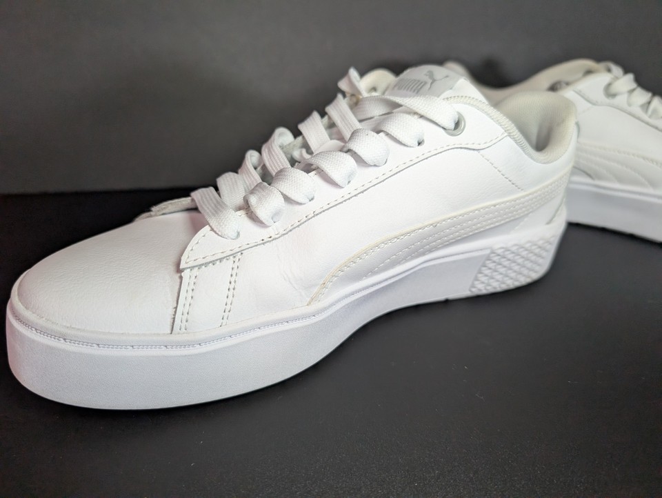 Puma Smash Platform V2 Triple White 394006-01 Womens Size 10 EU 41 | eBay