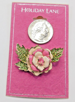 Holiday Lane by Macy's Gold-Tone Valentine's Day Crystal Pink Rose Pin ...