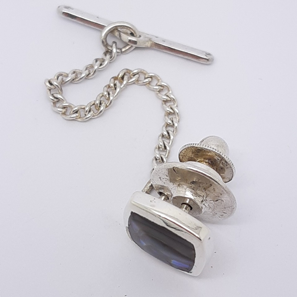Square Paua Shell Tie Pin Tack Sterling Silver Vintage | eBay