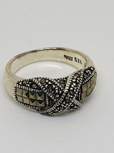 Vintage Sterling Silver Marcasite Band Ring Size 9 Signed FAS | eBay