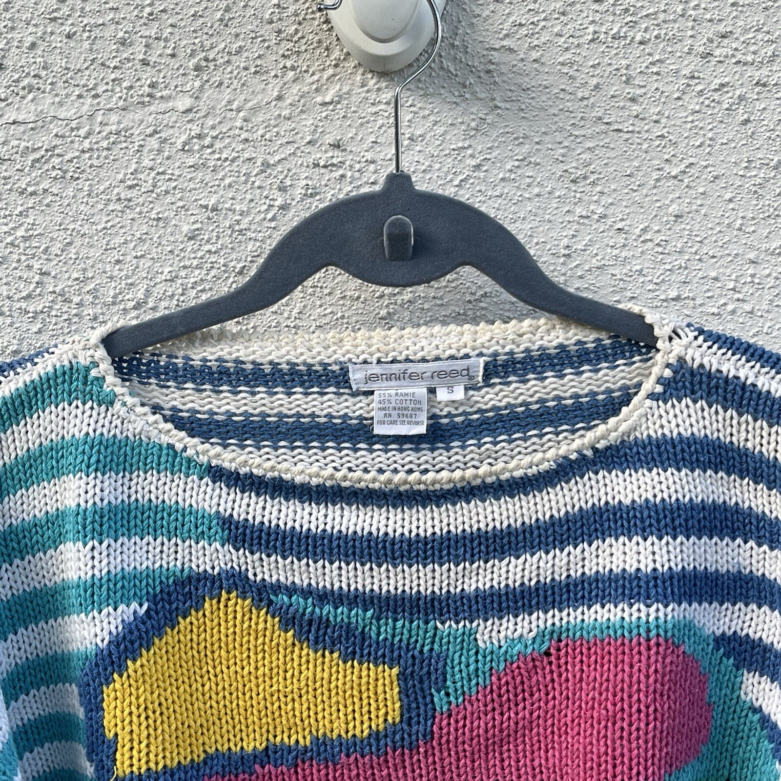 Vintage Jennifer Reed Sweater Chunky Knit Striped Beach Colorful ...