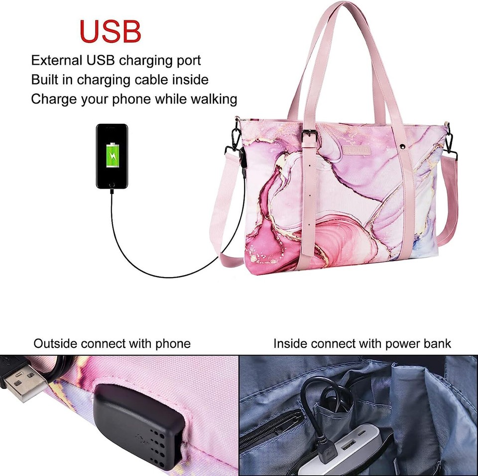 17-17.3 inch USB Port Laptop Tote Bag with Adjustable Top Handle Bag ...