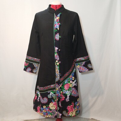 Black Mandarin Collar Jacket Floral Fabric Colorblock Modern Cheongsam ...