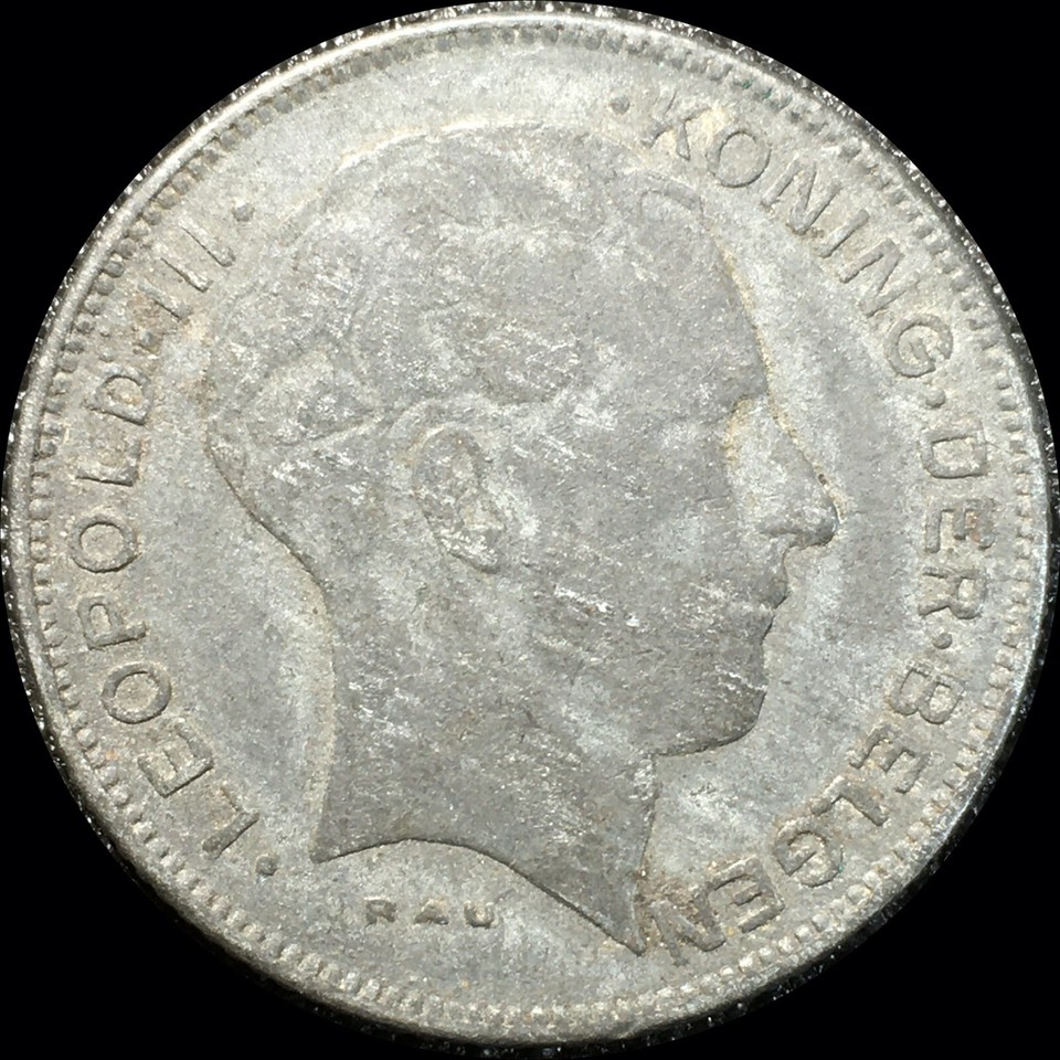 1941 BELGIUM KINGDOM 5 FR LEOPOLD III Low Circulation Zinc Coin VP38 | eBay