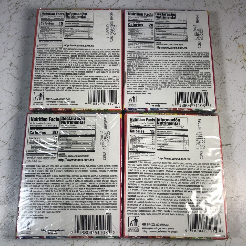Canel's Chewing Gum 2 x Fruit & 2 x Original Flavor MEXICAN CHICLETS ...