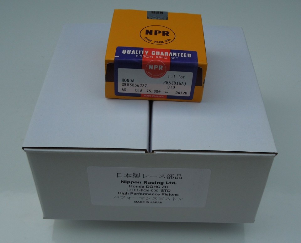 NIPPON RACING HIGH COMPRESSION JDM HONDA PG6 D16 PISTONS RINGS D16A ...