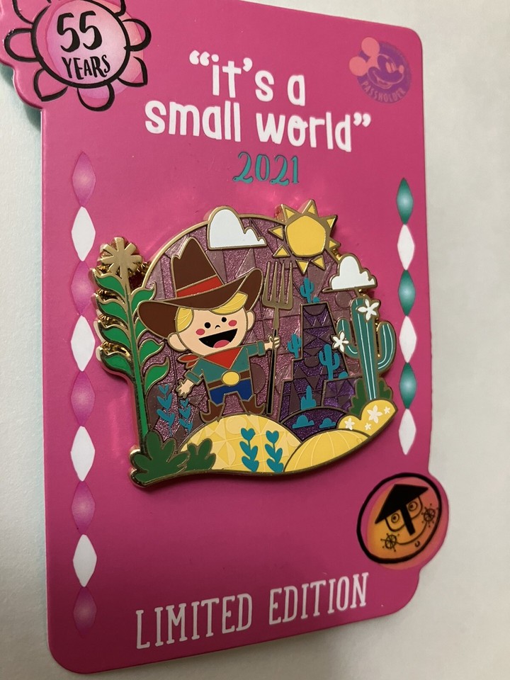Disney It’s A Small World Pin 55th Anniversary Cowboy Annual Passholder ...