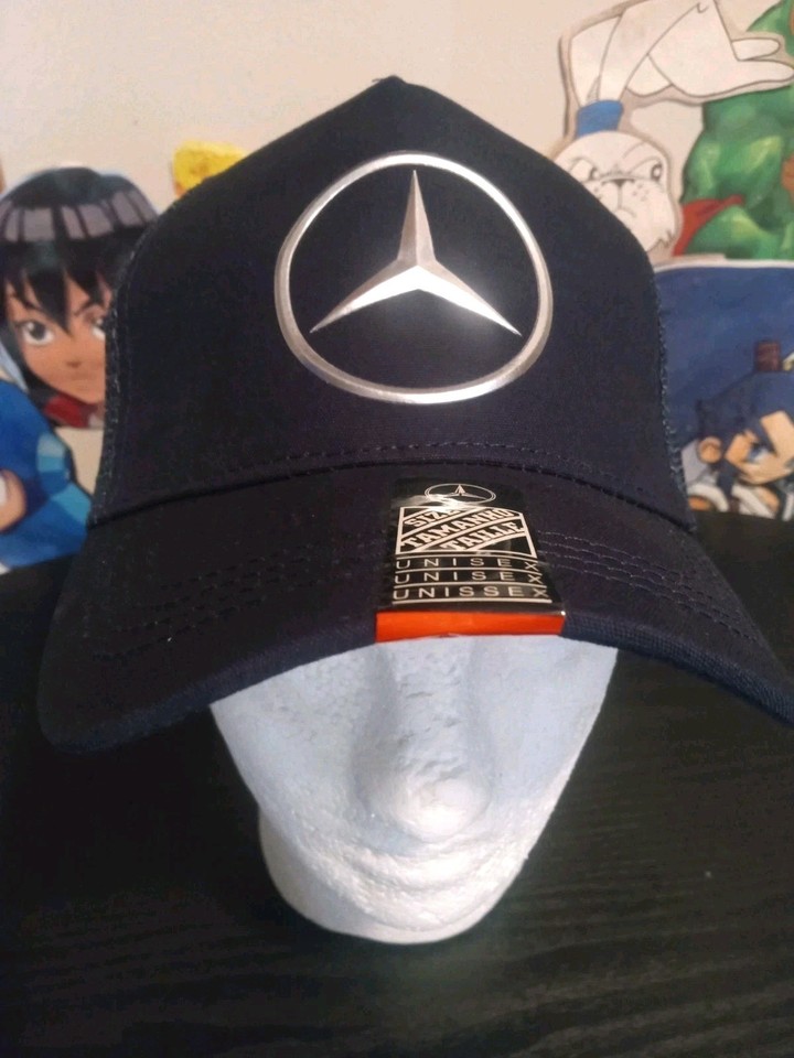Official Navy Blue Mercedes Benz Mesh Trucker Hat Cap Car Shiny Star ...