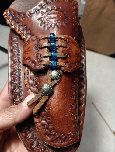 Western Gun Holster Leather Hand Tooled Revolver Cowboy Old West Cross ...