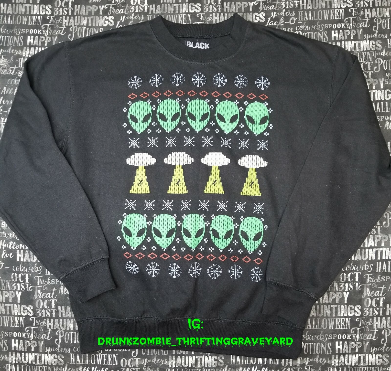 Black Matter Alien Abduction Ugly Sweater - Gem