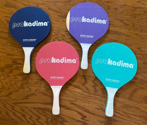 Set of 4 Pro Kadima Wooden Paddles Beach Game Pink Aqua Blue Purple | eBay