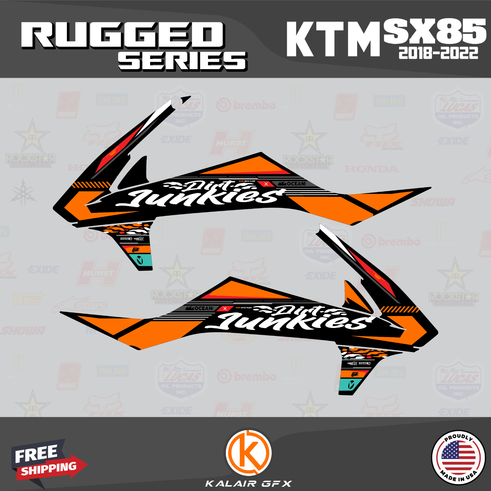 Graphics Kit for KTM 85SX SX85 (2018-2023) Rugged Series - Orange | eBay