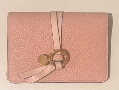 Chloe alphabet pink leather card holder | eBay
