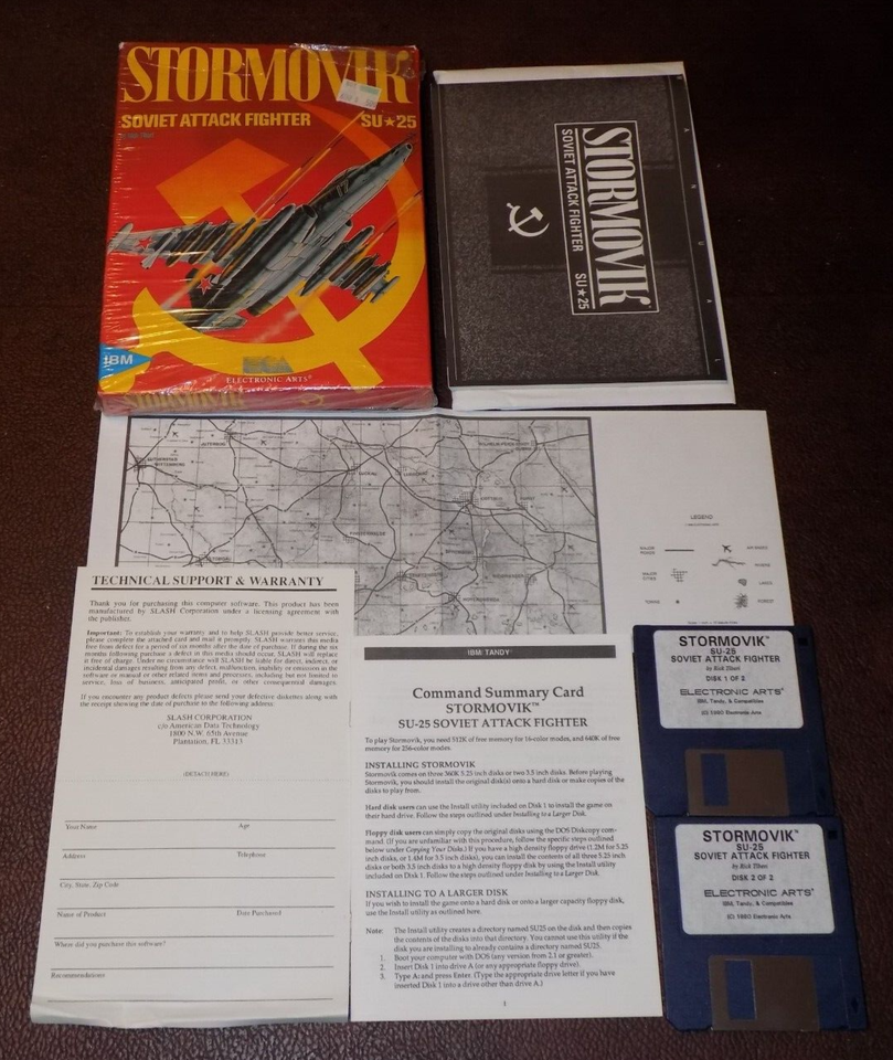 Stormovik Soviet Attack Fighter 3.5" Floppy Big Box PC Game IBM EA 1990 ...