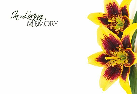 Pack of 50 Florist Cards - In Loving Memory - Yellow Orchid - Sympathy ...