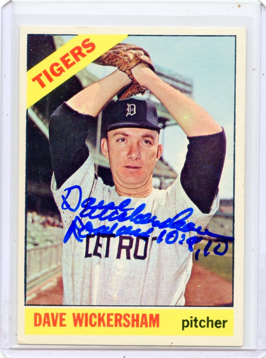 1966 TOPPS BASEBALL #58 DAVE WICKERSHAM, AUTOGRAPH, DETROIT TIGERS ...