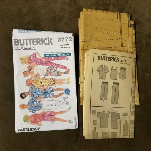 1989 Butterick Classics Sewing Pattern 3772 Fast & Easy Girl Boy All ...