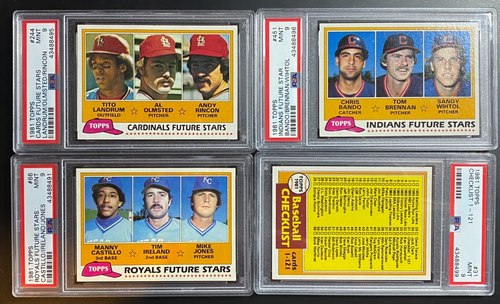 1981 Topps [Lot of 4] PSA 9 MINT Royals Cardinals Indians Rookies ...