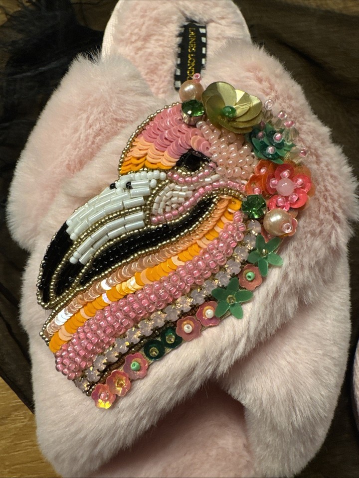Laines London Pink Fluffy Slippers Women Flamingo Slippers Size 5 Brand ...