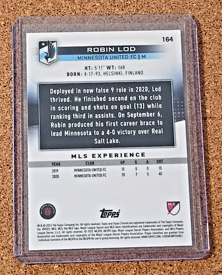 Robin Lod 2021 Topps Chrome MLS #164 Minnesota United FC | eBay