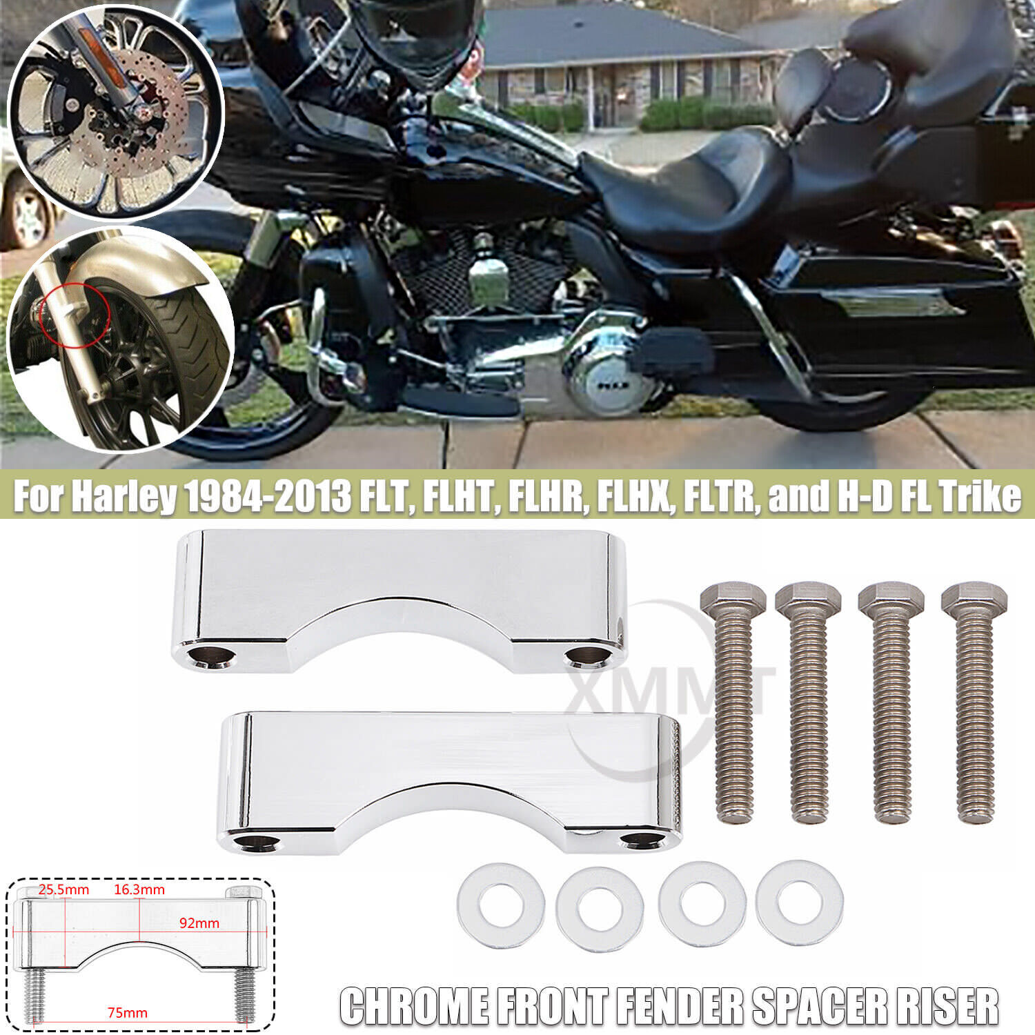 Chrome Front Fender Spacer Riser For Harley Electra Glide Ultra Limited ...