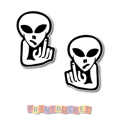 Alien middle finger Sticker 100mm twin pack quality water and fade ...