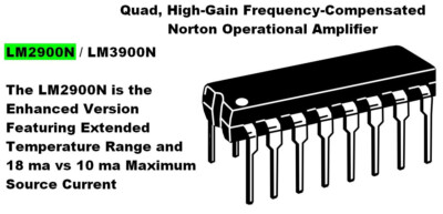 2 ea LM2900N Quad High-Gain Frequency-Compensated Op Amplifier, LM3900N ...