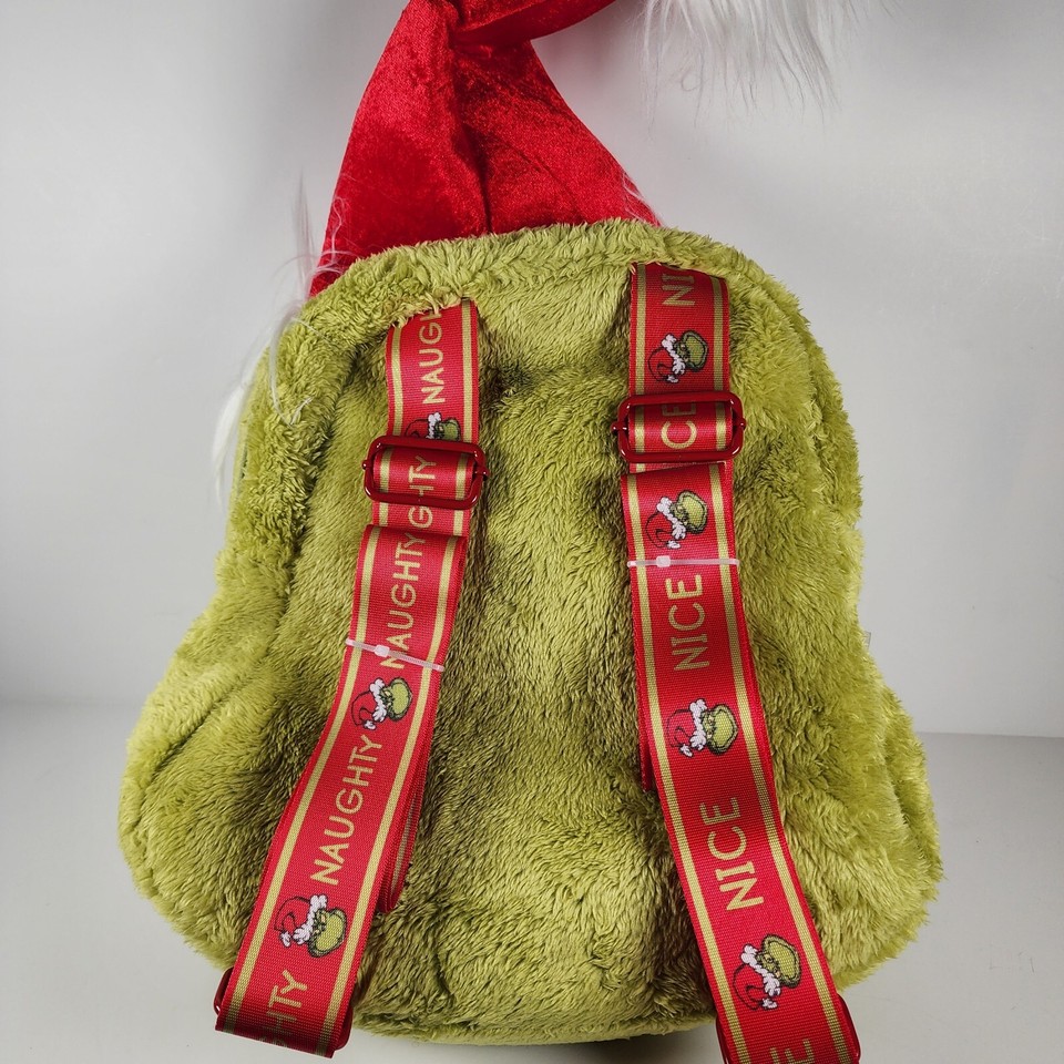 The Grinch Santa Hat Naughty Nice Plush Backpack Universal Studios | eBay