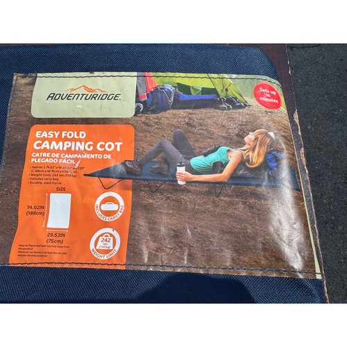 Adventuridge Easy Fold Camping Cot 74 x29.5" Steel Frame Carry Bag Wgt ...