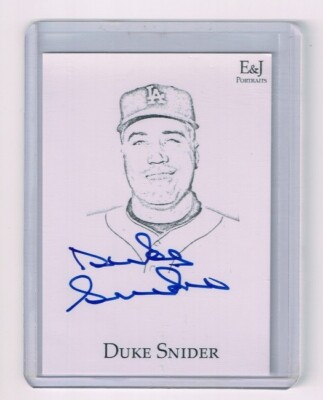 2009 E & J PORTRAITS Sketch Card DUKE SNIDER Dodgers AUTO Autograph 1/1 ...