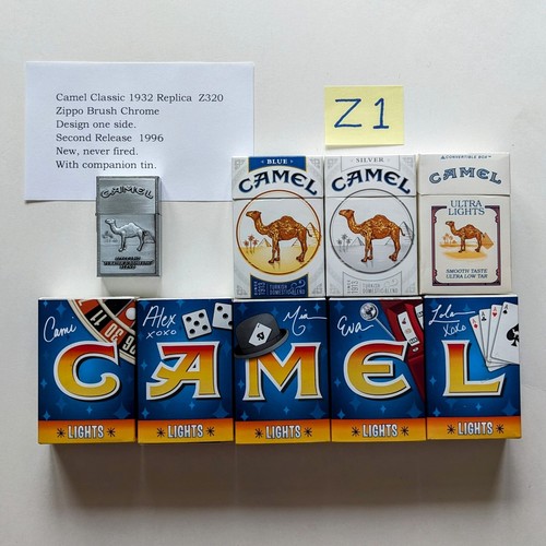 Vintage Camel Packs, empty, no cigarettes, & Camel Lighter Z320, New ...