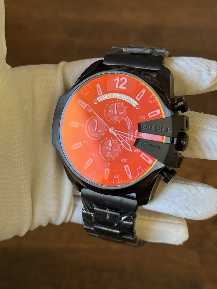 New Diesel DZ4318 Mega Chief Chronograph Dial Black Stainless Steel Men ...