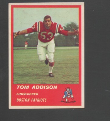 1963 Fleer Football Card #9 Tom Addison-Boston Patriots Near Mint Card ...