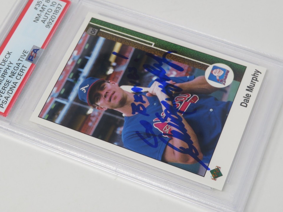 Dale Murphy BRAVES Signed 1989 Upper Deck Reverse Negative Card 357 PSA ...