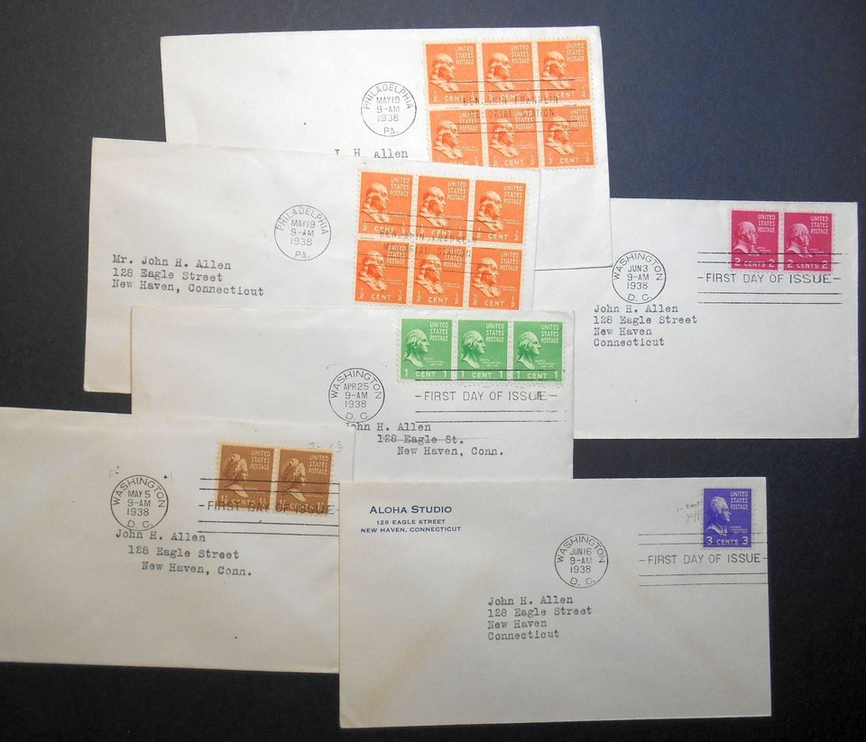 1938 Presidential Series Prexy Sc 803-34, 839-847 set of 45 FDCs with ...