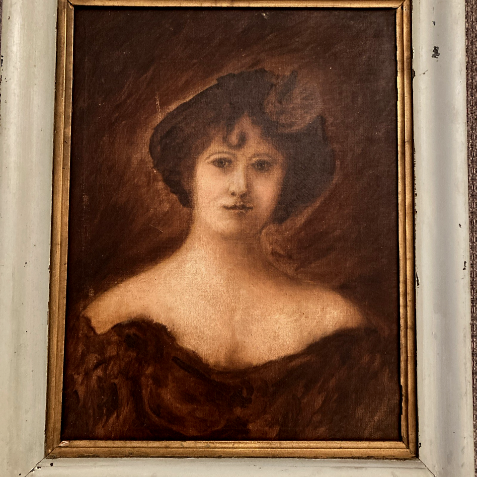 Framed antique portrait of woman oil on canvas painting | eBay UK