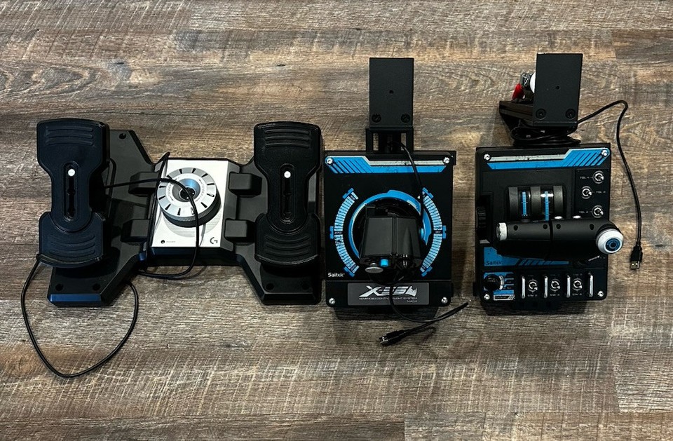 Saitek/Logitech X56 HOTAS with Logitech Pedals and Desk Mounts | eBay