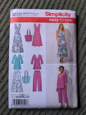 Simplicity 4220 Easy Summer Misses Dress Pants Tunic Bag Sz 8-10-12-14 ...