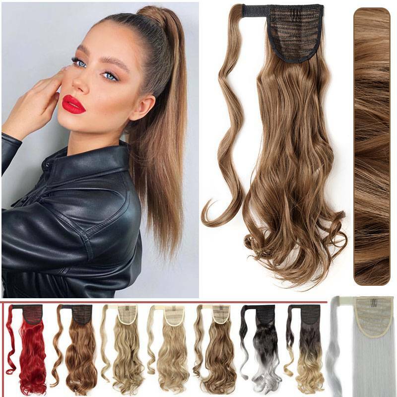 32in Super Long Clip In Hair Extensions Wrap Around Ponytail Straight ...