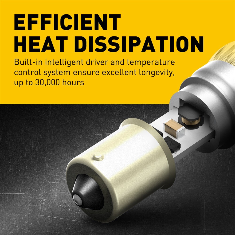 Amber 30W 12V Indicator Ba15s Led Bulbs DRL Yellow Signal 1156 Car ...