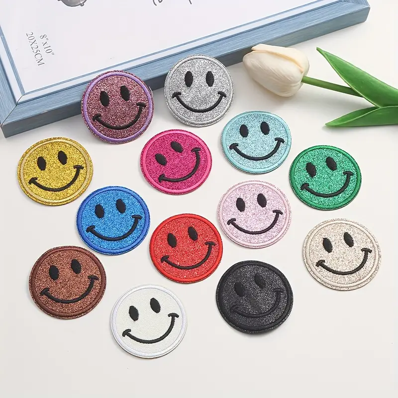 Smiley Face Patch Embroidered Iron-on Applique Happy Crafts FREE ...