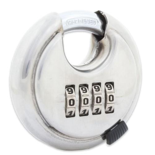 STAINLESS STEEL===70mm 4 Digit Combination Disc Discus Security Padlock ...